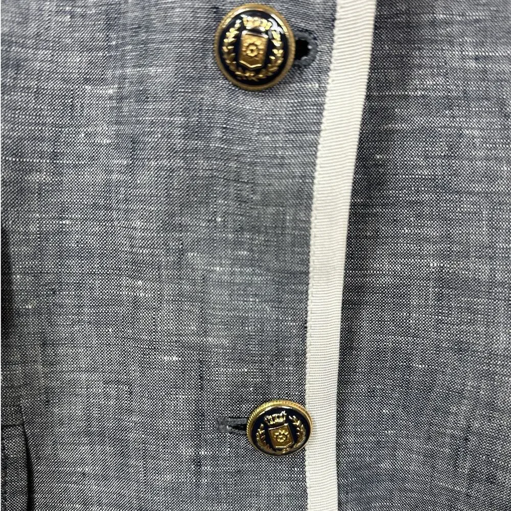 J. Crew | Jackets & Coats | J Crew Schoolboy Blazer Blue Chambray Linen ...